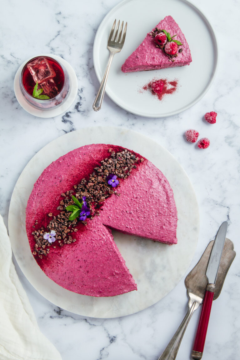 Beetroot Cheesecake with Raspberries - The Healthy Cook