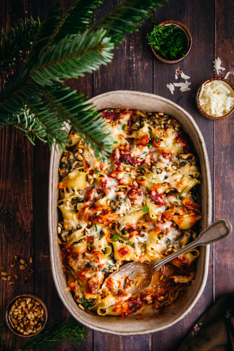 Stuffed Pasta Shells with Chicken, Mushrooms & Spinach - The Healthy Cook